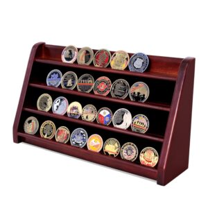 atsknsk 4 rows military army challenge coin/casino chip display stand rack holder case collectible holds 28-36 coins