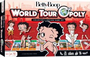 masterpieces opoly board games - betty boop world tour opoly - officially licensed board games for adults, kids, & family