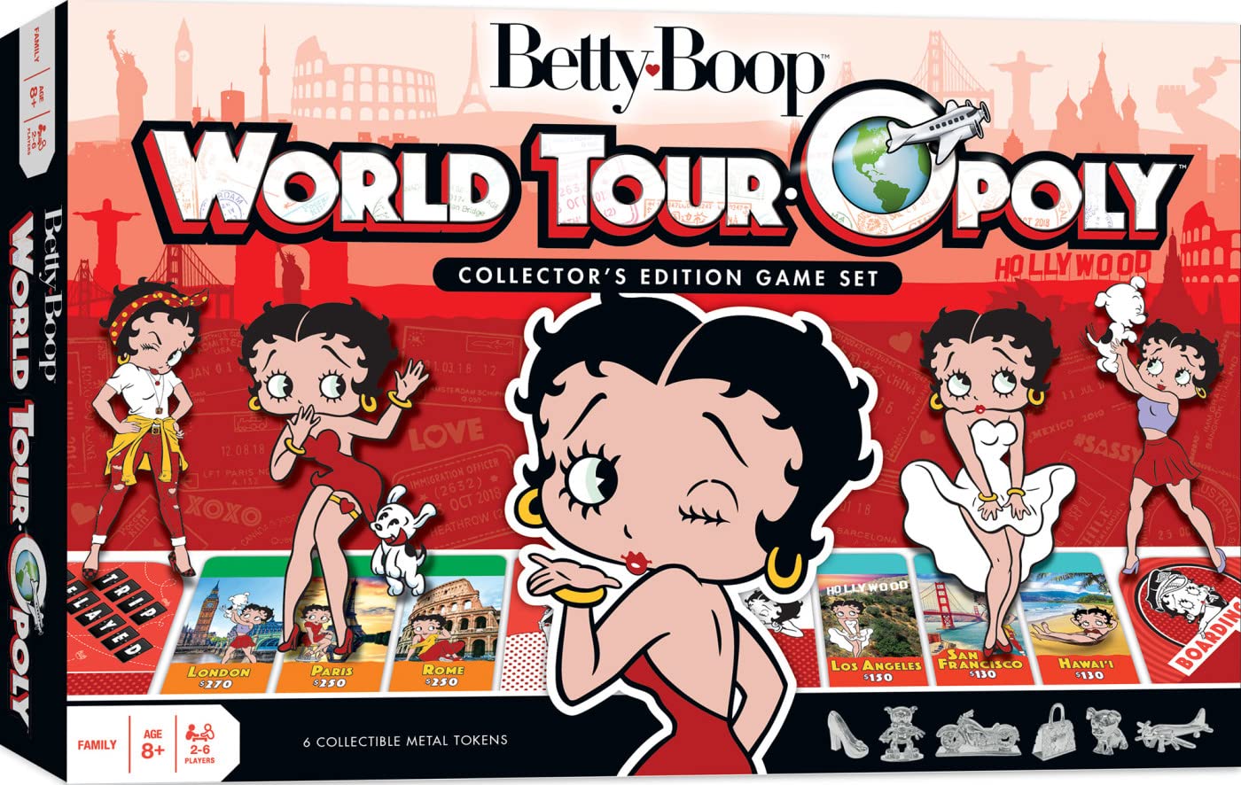 MasterPieces Opoly Board Games - Betty Boop World Tour Opoly - Officially Licensed Board Games For Adults, Kids, & Family