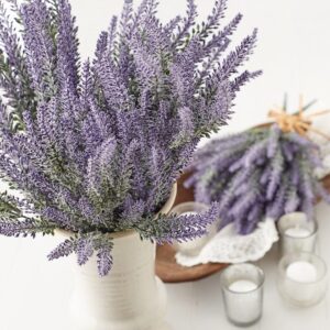 veryhome 8 bundles artificial flowers outdoor lavender bouquet fake lavender plant for wedding home garden decor