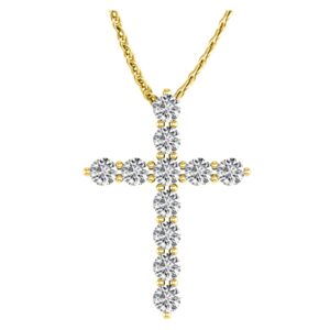 houston diamond district 1/2 carat total weight 14k yellow gold diamond cross value collection