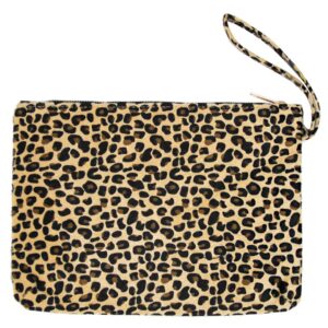 me plus women's clutch pouch wristlet purse bag zipper closure (2 patterns) (leopard-beige)