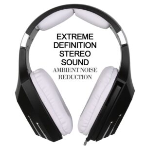 SADES A60/OMG Gaming Headset Over Ear Stereo Surround Sound Heaphones With Microphone Noise Isolating Volume Control LED Light For PC & MAC (White/Black)