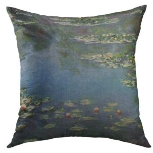 mugod decorative throw pillow cover for couch sofa,floral lily waterlilies by claude monet vintage gardens home decor pillow case 18x18 inch