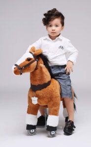 ufree horse best birthday gift for boys, action horse toy, rocking horse with wheels giddy up ride on for kids aged 3 to 6 years old, amazing birthday surprise.