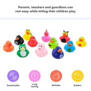 Kicko 2 inches Assorted Rubber Ducks in Bulk - 50 Pack - Ducking Jeeps for Kids - for Sensory Play, Therapheutic Stocking Stuffers, Classroom Prizes,Pinata Filler,Floater Duck Bath Toys Party Favors