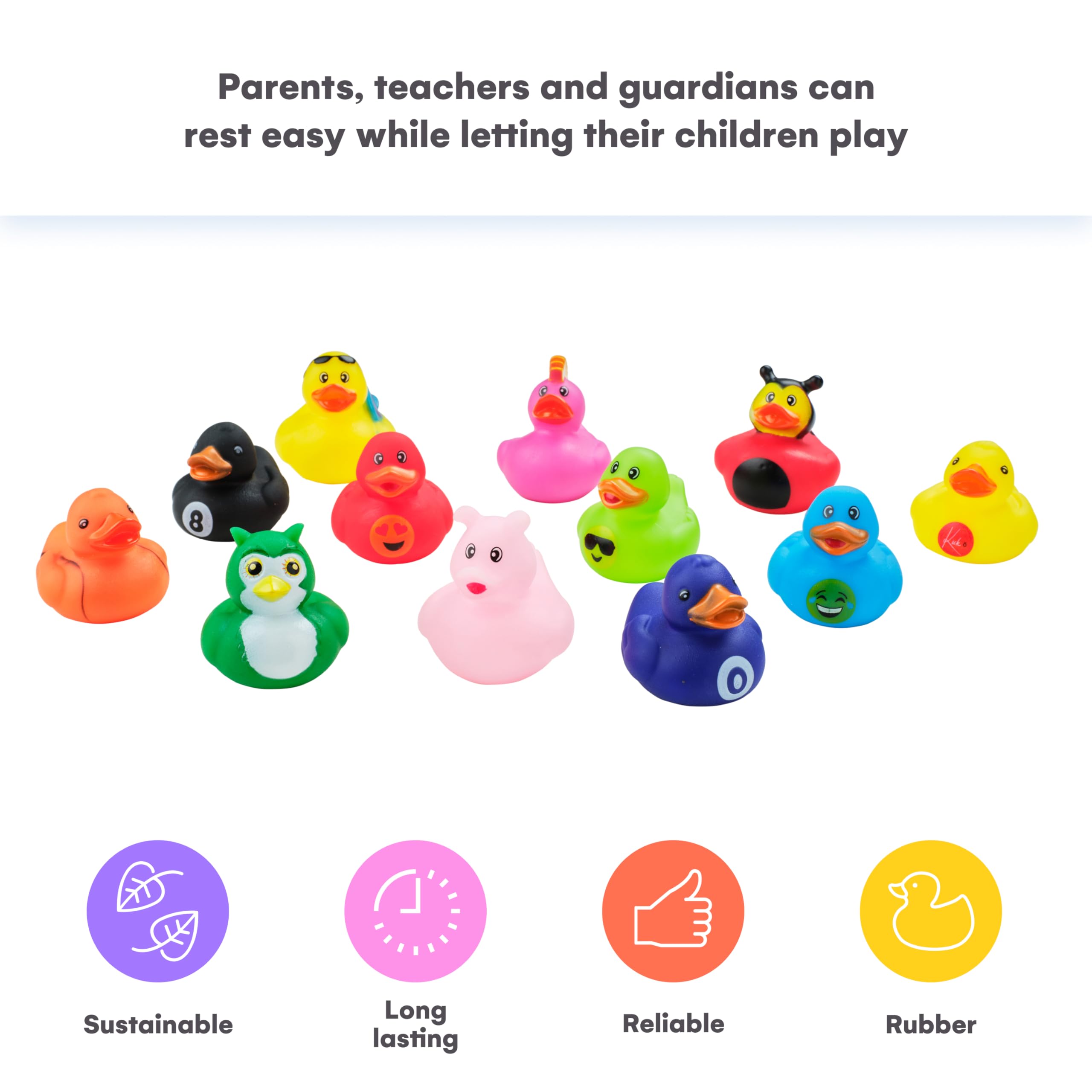 Kicko 2 inches Assorted Rubber Ducks in Bulk - 50 Pack - Ducking Jeeps for Kids - for Sensory Play, Therapheutic Stocking Stuffers, Classroom Prizes,Pinata Filler,Floater Duck Bath Toys Party Favors