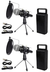 rockville (2) dynamic podcasting podcast microphones+stands+pop filters+cables