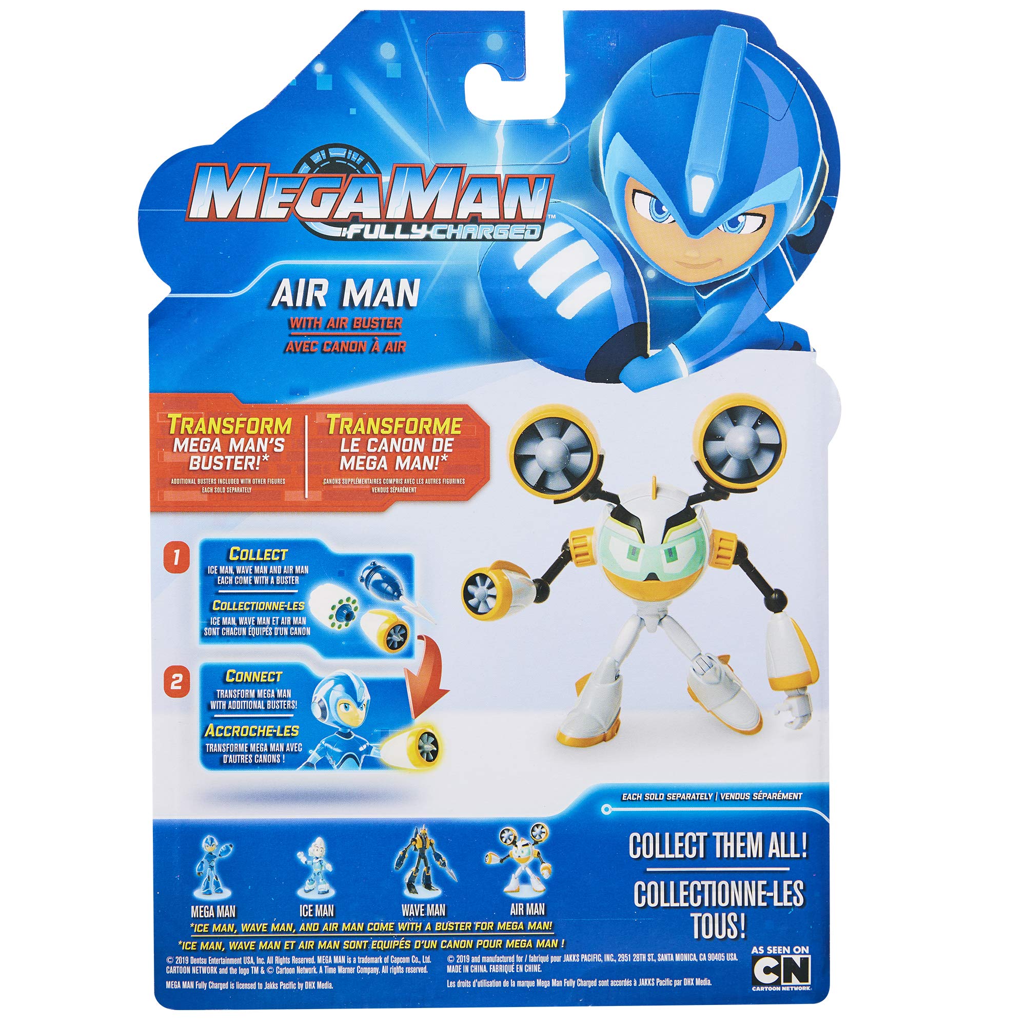 Mega Man Fully Charged – Air Man Articulated Action Figure with Air Man Buster Accessory (to swap onto The Mega Man Figure)! Based on The New Show!