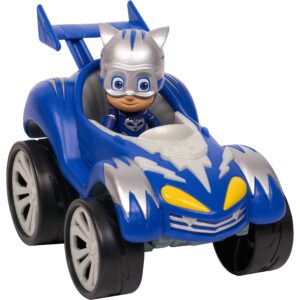 pj masks power racers vehicles, articulated catboy figure and cat-car, blue