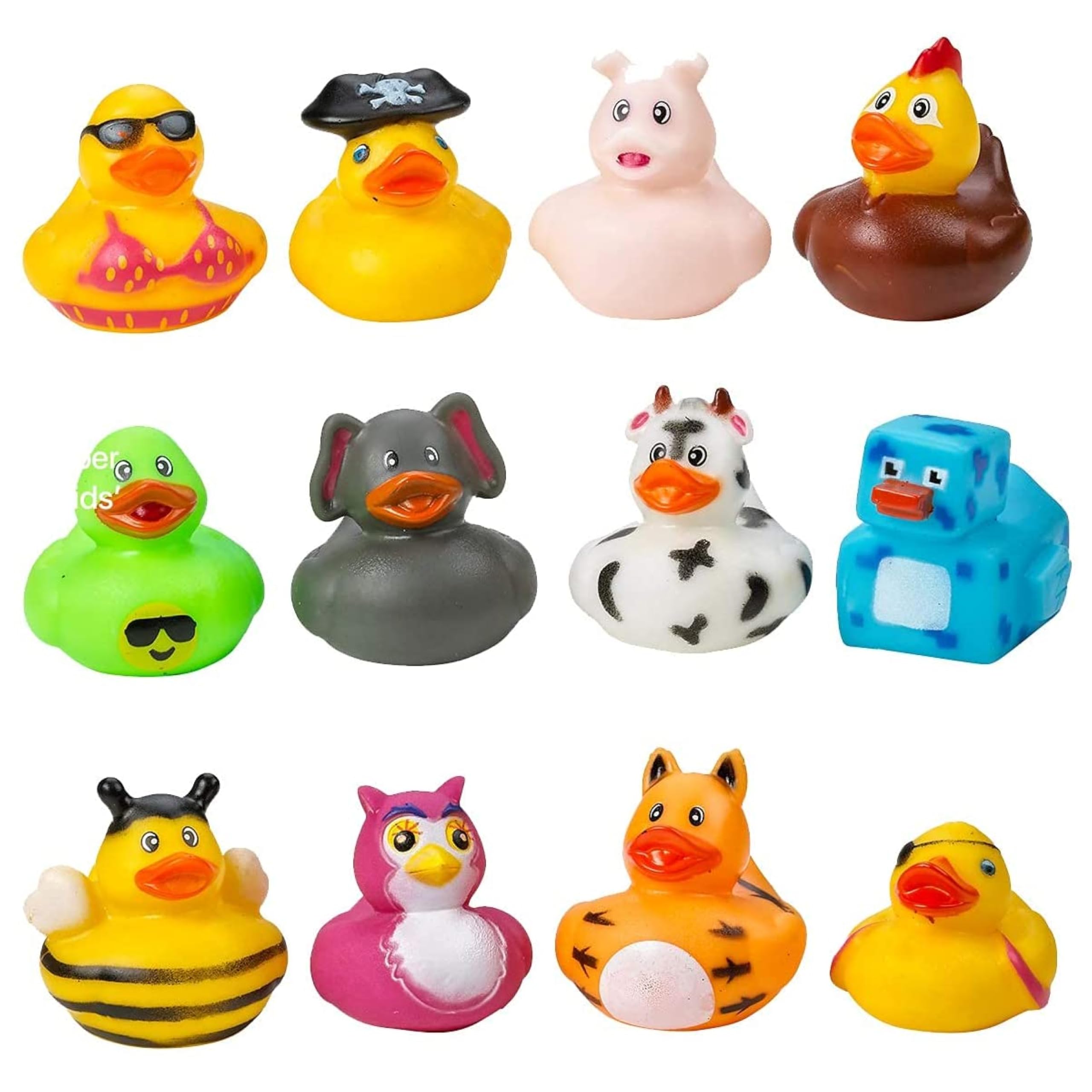 Kicko 2 inches Assorted Rubber Ducks in Bulk - 50 Pack - Ducking Jeeps for Kids - for Sensory Play, Therapheutic Stocking Stuffers, Classroom Prizes,Pinata Filler,Floater Duck Bath Toys Party Favors