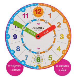 amonev time teacher magnet clock, teach children to instantly read and say the time with this hand held teaching aid. pre-school kindergarten aid