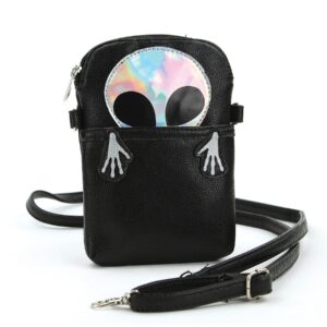 sleepyville critters - peeking alien crossbody pouch in vinyl