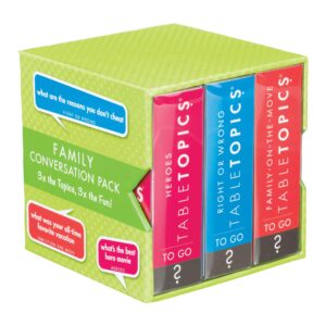 tabletopics family conversation pack - 120 conversation cards for family connection, engage kids by talking & playing, boxed set of 3 topics