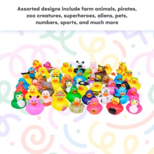 Kicko 2 inches Assorted Rubber Ducks in Bulk - 50 Pack - Ducking Jeeps for Kids - for Sensory Play, Therapheutic Stocking Stuffers, Classroom Prizes,Pinata Filler,Floater Duck Bath Toys Party Favors