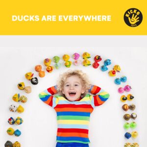 Kicko 2 inches Assorted Rubber Ducks in Bulk - 50 Pack - Ducking Jeeps for Kids - for Sensory Play, Therapheutic Stocking Stuffers, Classroom Prizes,Pinata Filler,Floater Duck Bath Toys Party Favors