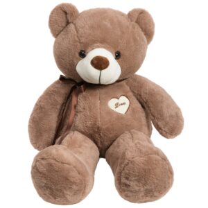 ibonny teddy bear stuffed animals super soft and sweet love plush bear toy 32" chocolate