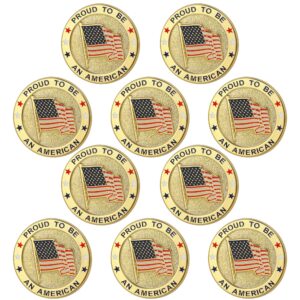 10 pack round american flag pin- pround to be an american pin, gold us flag lapel pin for memorial day, flag day, independence day, veterans day