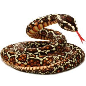 tigerhart bernard the brown python - 9 5 foot long stuffed animal plush snake