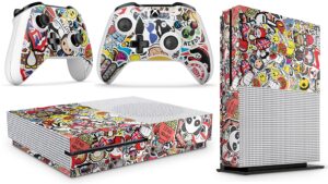 gng stickerbomb skin decal sticker compatible with xbox one s console + 2 controller skins