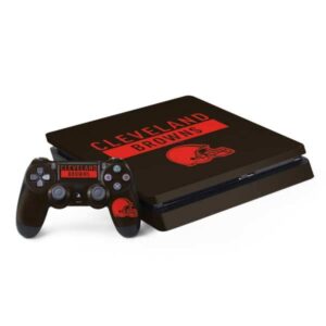 skinit decal gaming skin compatible with ps4 slim bundle - officially licensed nfl cleveland browns brown performance series design