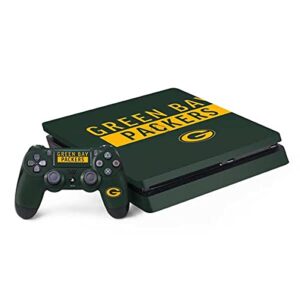 skinit decal gaming skin compatible with ps4 slim bundle - officially licensed nfl green bay packers green performance series design