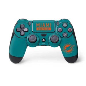 skinit decal gaming skin compatible with ps4 controller - officially licensed nfl miami dolphins teal performance series design