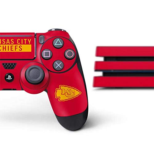 Skinit Decal Gaming Skin Compatible with PS4 Pro Console and Controller Bundle - Officially Licensed NFL Kansas City Chiefs Red Performance Series Design