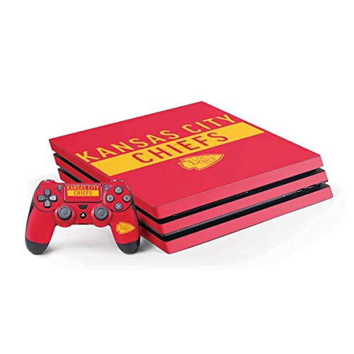 Skinit Decal Gaming Skin Compatible with PS4 Pro Console and Controller Bundle - Officially Licensed NFL Kansas City Chiefs Red Performance Series Design