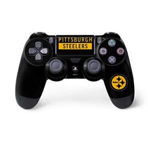 skinit decal gaming skin compatible with ps4 controller - officially licensed nfl pittsburgh steelers black performance series design