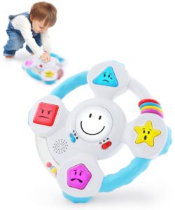 best learning my spin & learn steering wheel - interactive educational toys for 6 to 36 months old babies & toddlers - learn colors, shapes, feelings & music - birthday gifts for children