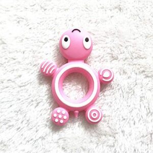 jitejoe baby teether, food-grade baby silicone turtle animals (pink)