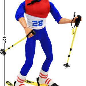 Click N' Play CNP30602 Sports & Adventure Skiing 12"" Action Figure Play Set with Accessories, 12 inches, Brown/A