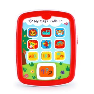 vatos toddler learning tablet for 1 year old, baby ipad for 6m -12m -18m+ with music & light, travel toy tablet with easy abc toy, numbers & color | my first learning tablet