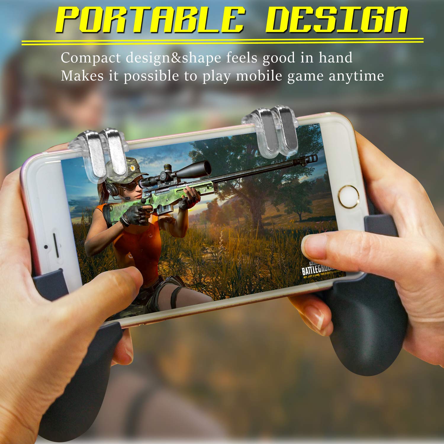 AnoKe PUBG Mobile Controller - Cellphone Game Trigger / Mobile Game Controller Compatible With PUBG for Android IOS, L2R2 Sensitive Shoot Mobile Phone Joystick (2 Triggers+2 Grips)