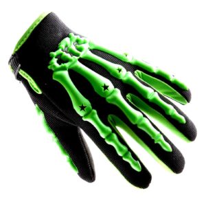 1storm youth motocross gloves motorcycle bmx mx atv dirt bike bicycle skeleton cycling kids gloves green