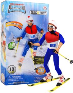 click n' play cnp30602 sports & adventure skiing 12"" action figure play set with accessories, 12 inches, brown/a