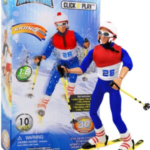 Click N' Play CNP30602 Sports & Adventure Skiing 12"" Action Figure Play Set with Accessories, 12 inches, Brown/A