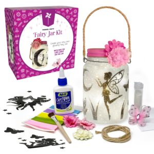 arts and crafts for kids ages 8-12: fairy jar kit – make your own fairy lantern night light – birthday gift for girls - crafts for girls