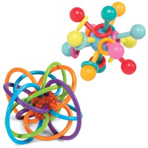 manhattan toy 324030 winkel rattle and atom teether baby set, toy