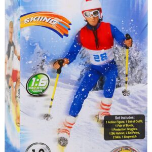 Click N' Play CNP30602 Sports & Adventure Skiing 12"" Action Figure Play Set with Accessories, 12 inches, Brown/A