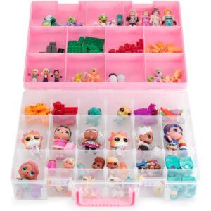 bins & things pink 3-tier toy storage organizer with adjustable compartments - toy organizers and storage bins for kids’ room, fit for hot wheels, dolls, lego, arts and crafts supplies