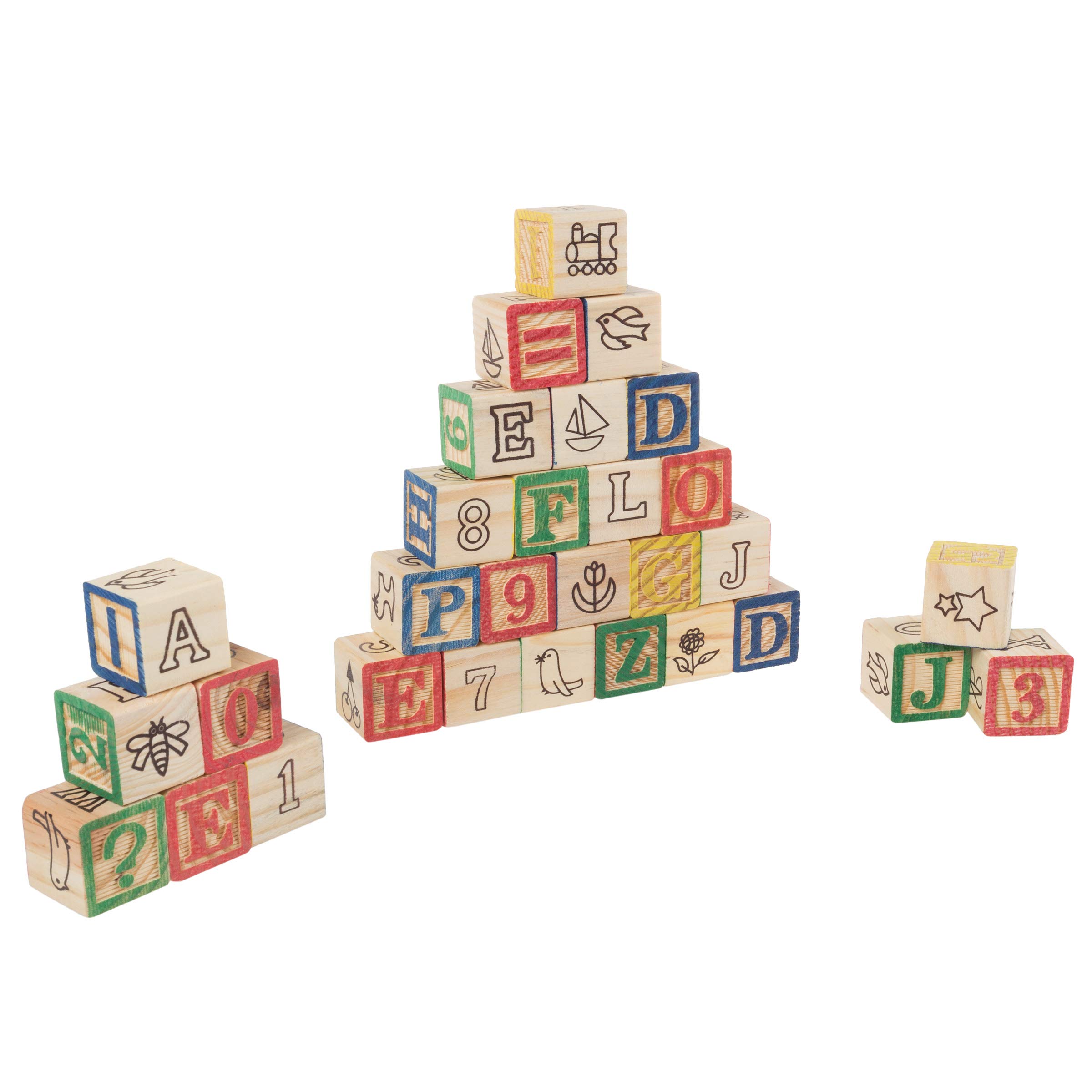 Hey! Play! ABC and 123 Wooden Blocks- Alphabet Letters and Numbers Learning Block Set-Educational STEM Toy for Toddlers and Preschool Age Children