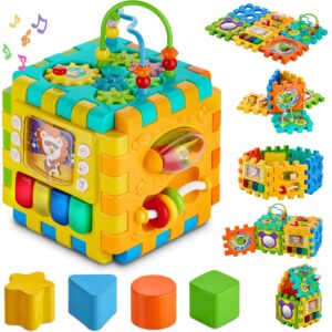 babyseater baby activity cube – 6-in-1 multi-assembly activity square for babies 10m+ – bpa-free play cube for infants & toddlers teaches cognitive & motor skills with music, shapes, gears & more