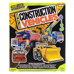 made by me build your own construction vehicles by horizon group usa, build & customize 3 wooden vehicles