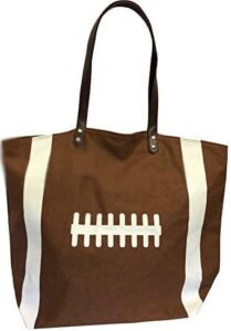 cocomo soul brown football tote bag | football bag for women | large football tote bag 20 x 17 inches | football mom bag | football bag