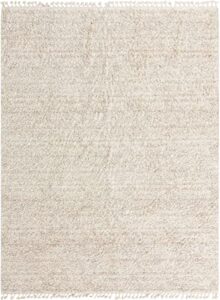 unique loom hygge shag collection modern moroccan inspired, plush & cozy area rug, 9 ft x 12 ft, ivory/tan