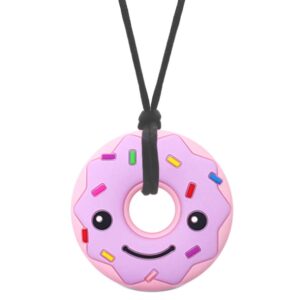 sensory chew necklaces for kids adults, chew toys for kids with autism anxiety adhd spd or special needs, silicone donut chewy chewing necklace sensory help to relieve stress