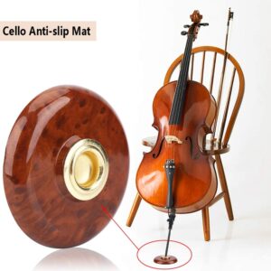 Cello Floor Holder,Support Violoncelle,Antideslizante Cello Endpin Stopper Holder Cello Endpin Anchor Soporte Cello Hole Plastic + Metal Holder Floor Protector Violoncello Instrument(Brown)