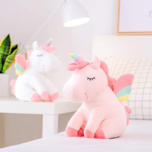 Lazada Unicorn Stuffed Animal Plush Toys Girls Gifts with Rainbow Wings White 12 Inches…